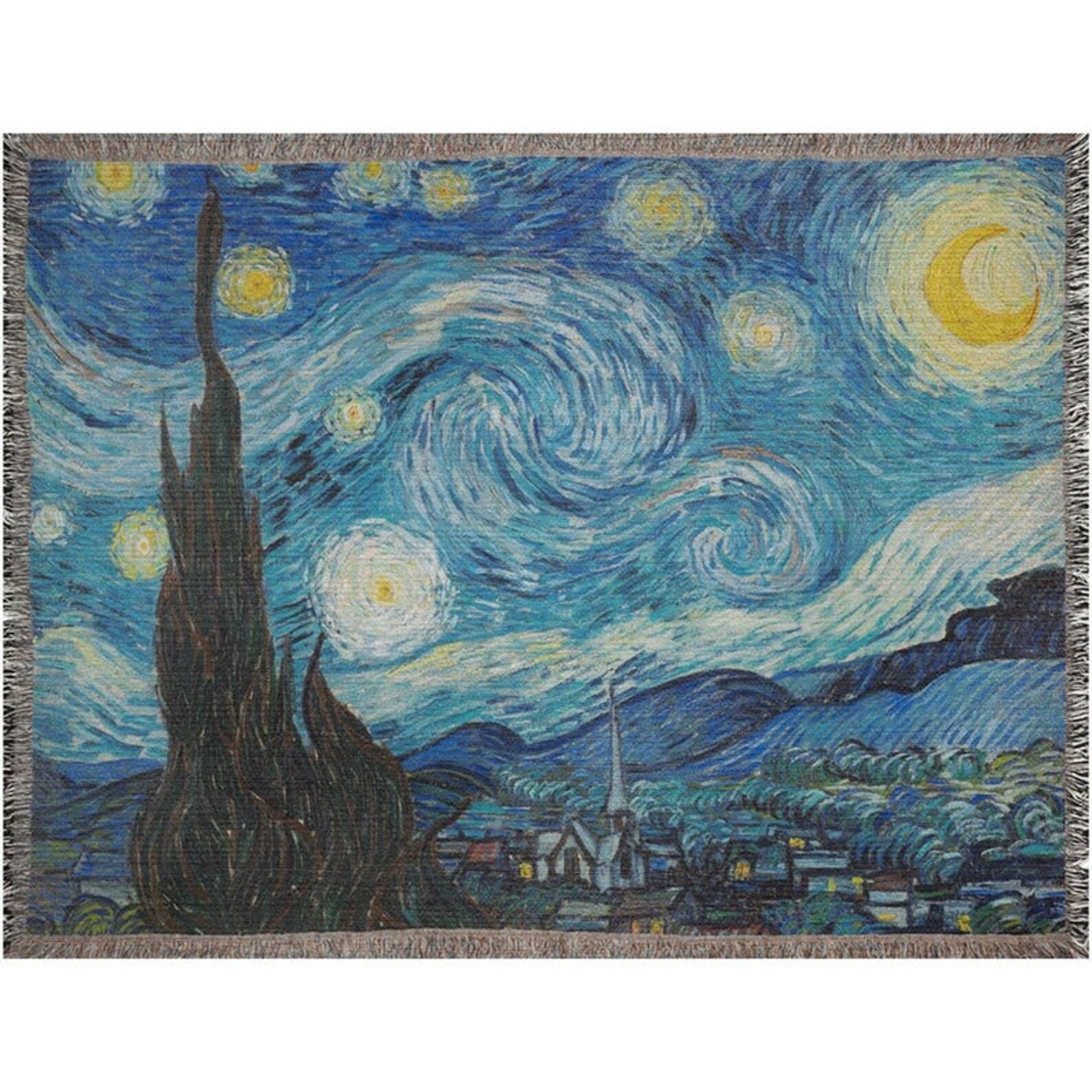 Starry Night Van Gogh Blanket Woven Blanket Art Woven | Etsy