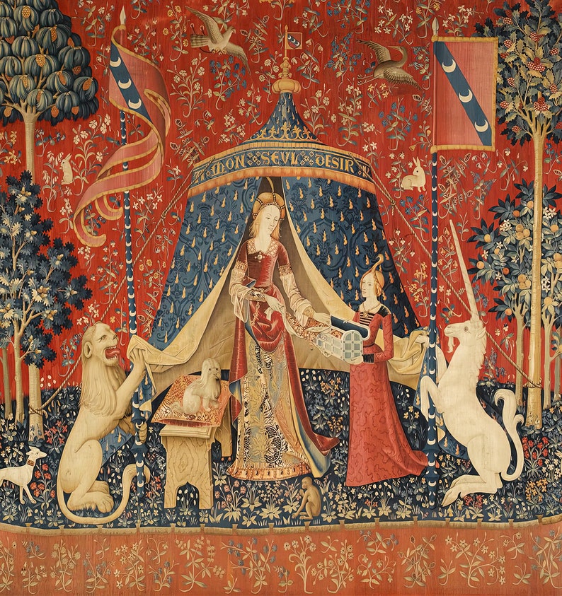 Medieval Shower Curtain Red Shower Curtain Lady and the - Etsy