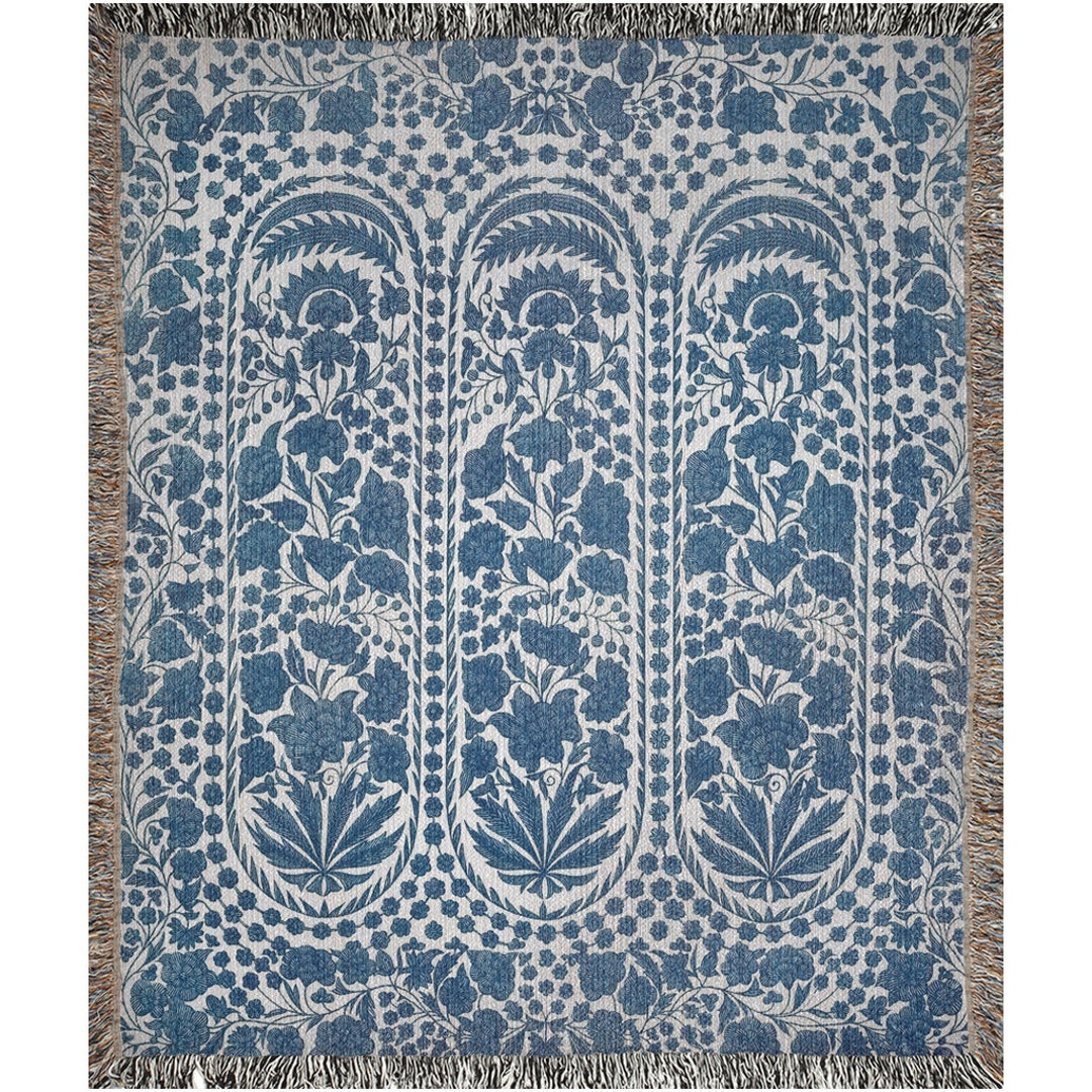 Blue Woven Blanket, Boho Woven Blanket, Vintage Blanket, Blue Throw ...