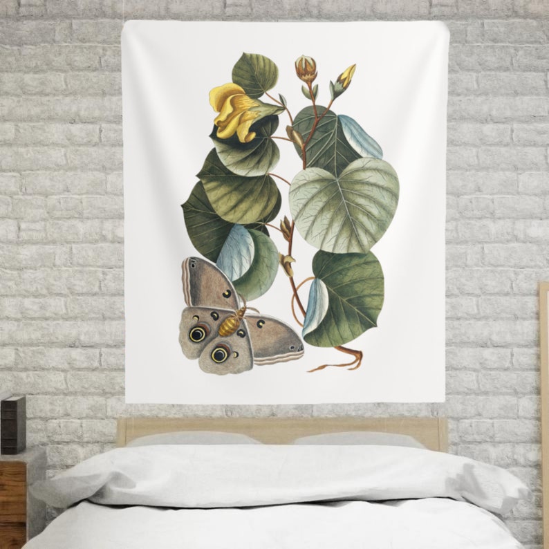 Moth Tapestry Moth Wall Art Botanical Tapestry Nature - Etsy