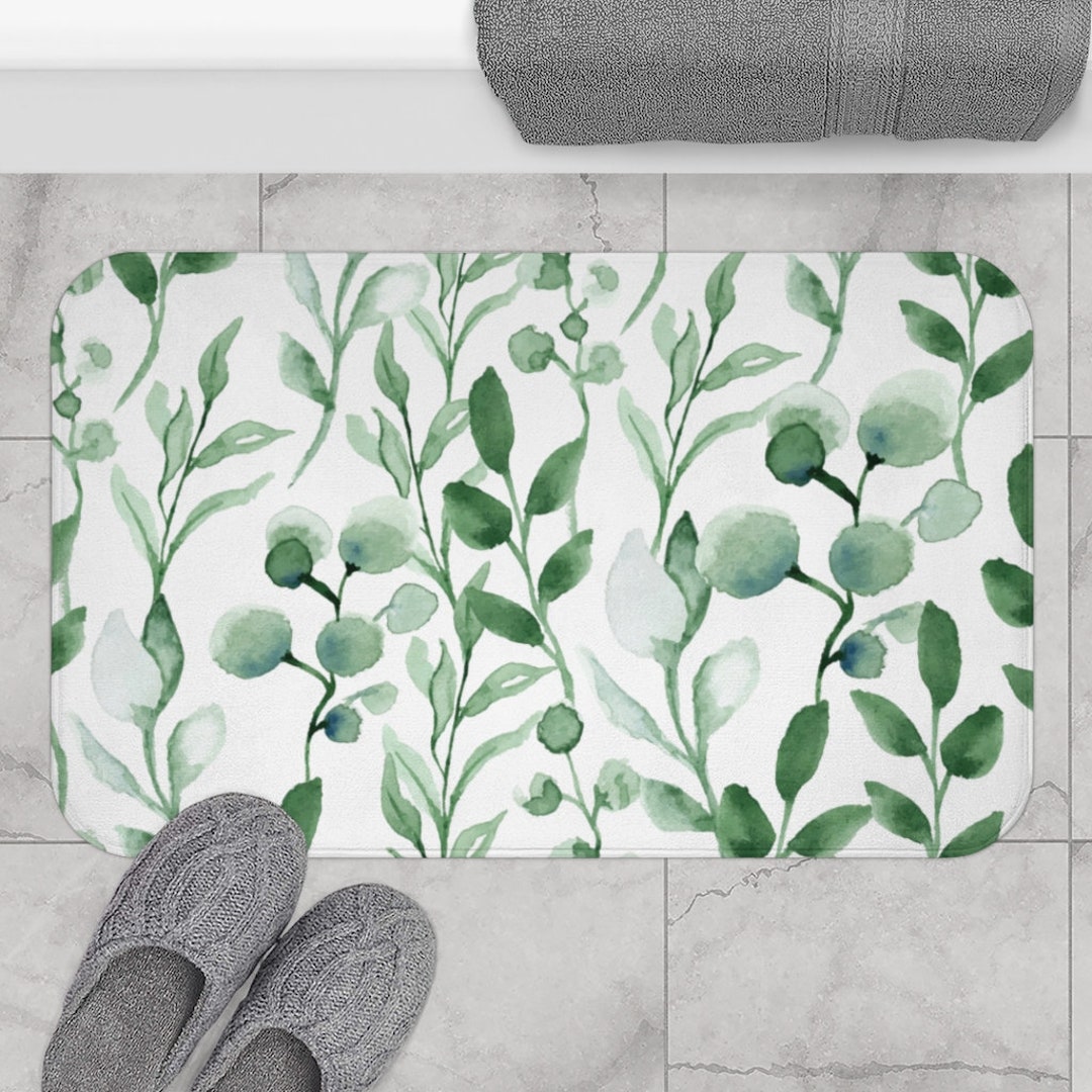 Botanical Bath Mat, Plant Bath Mat, Eucalyptus Shower, Plant Shower ...