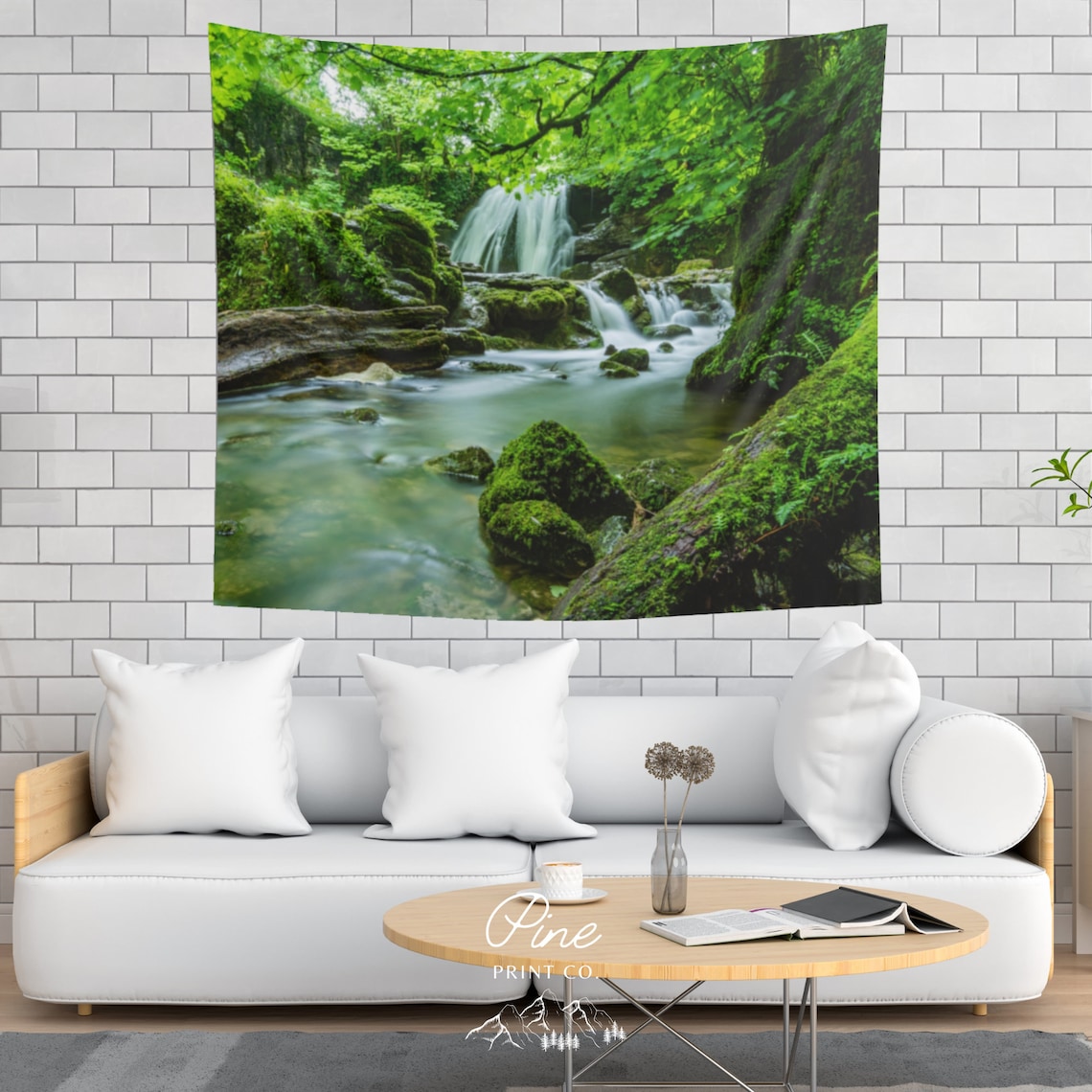 Green Tapestry Waterfall Tapestry Nature Tapestry Forest - Etsy