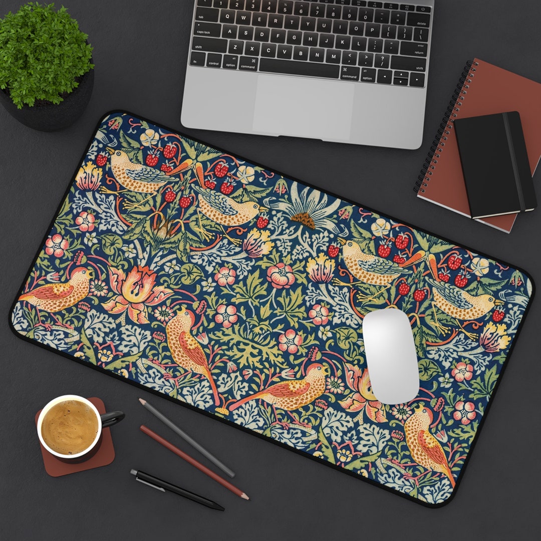 Bird Desk Mat, William Morris, Bird Decor, Vintage Mousepad, Nature ...