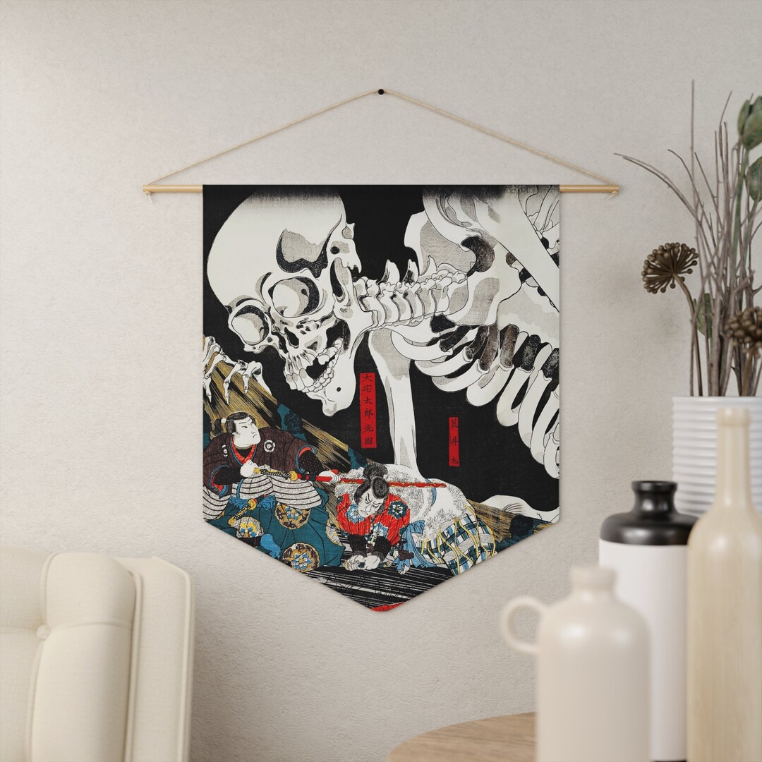 Japanese Wall Art, Skeleton Spectre, Gothic Wall Art, Japanese Tapestry ...