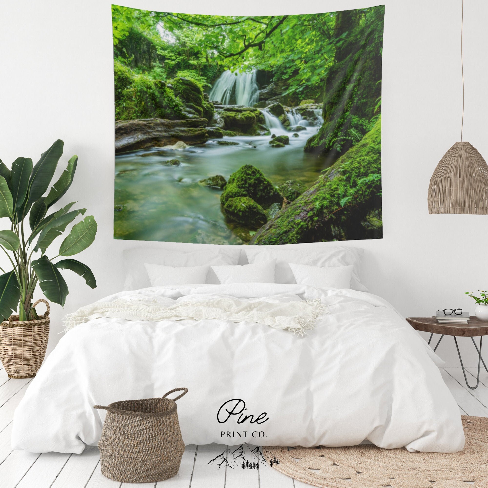 Green Tapestry Waterfall Tapestry Nature Tapestry Forest - Etsy