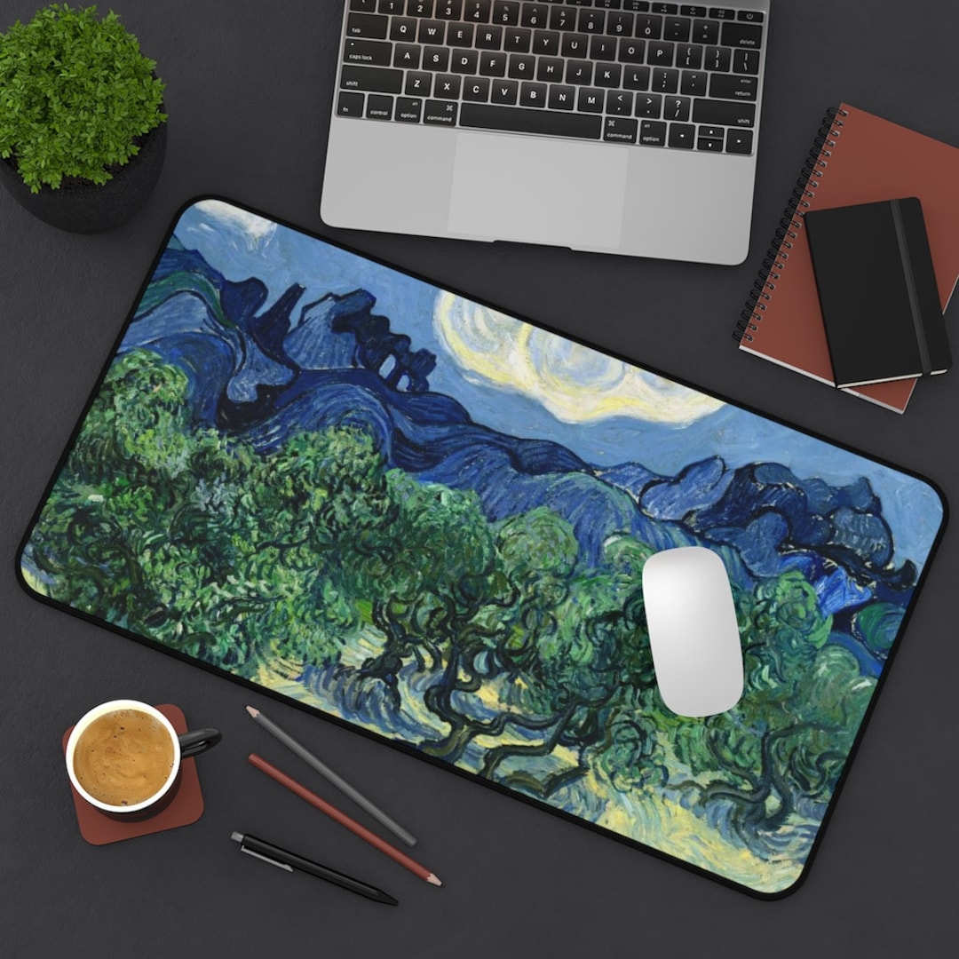 Van Gogh Desk Mat, Blue Desk Mat, Tree Desk Mat, Nature Desk Mat, Van ...