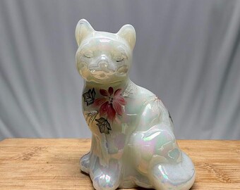 Fenton Dave Fetty 2021 Purple Hand Blown Sitting Cat Figurine - Signed ...
