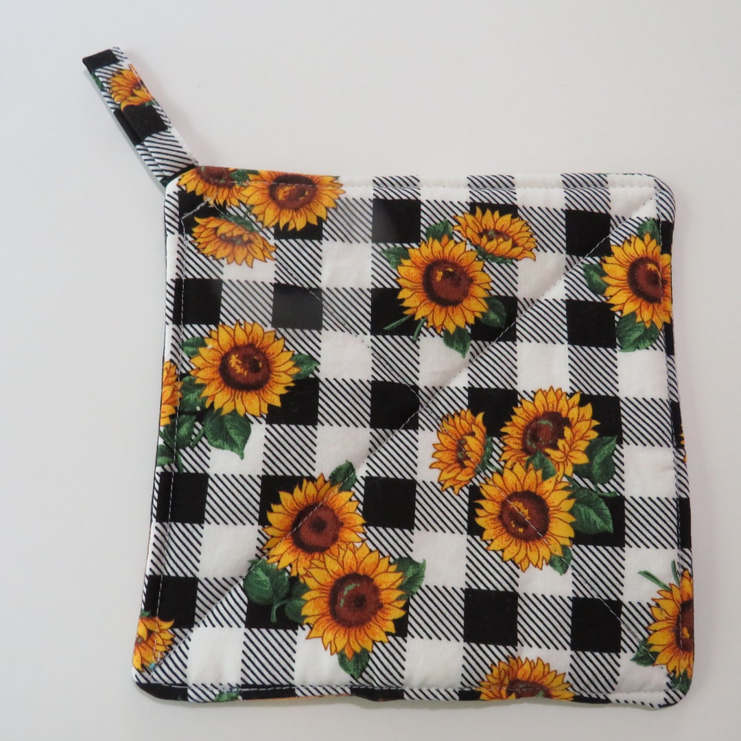 Sunflower Buffalo Check Potholder Reversible With Roosters - Etsy