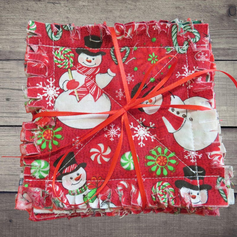 Rag Fabric Coasters - Etsy