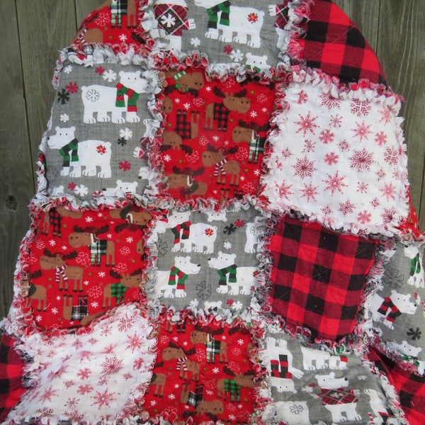 Christmas Rag Quilt - Etsy