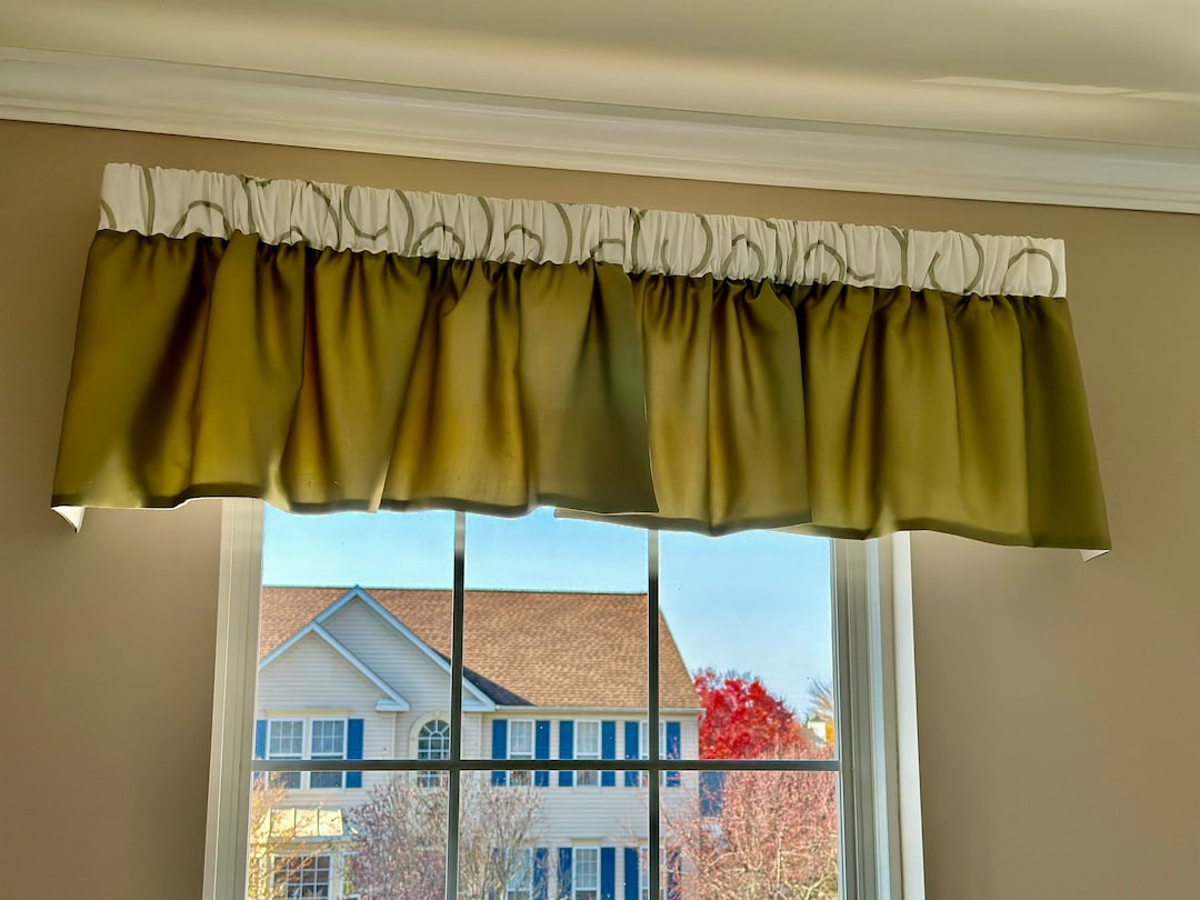Silk Window Valance, Lined Olive Green Valance, Housewarming Gift ...
