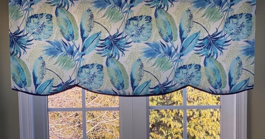 Green Blue Valance, Coastal Valance for Windows, Tropical Curtain With ...