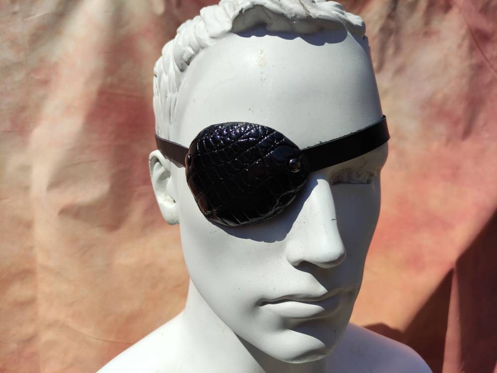 Genuine Crocodile Leather Right Eye Patch, Adjustable Band - Etsy