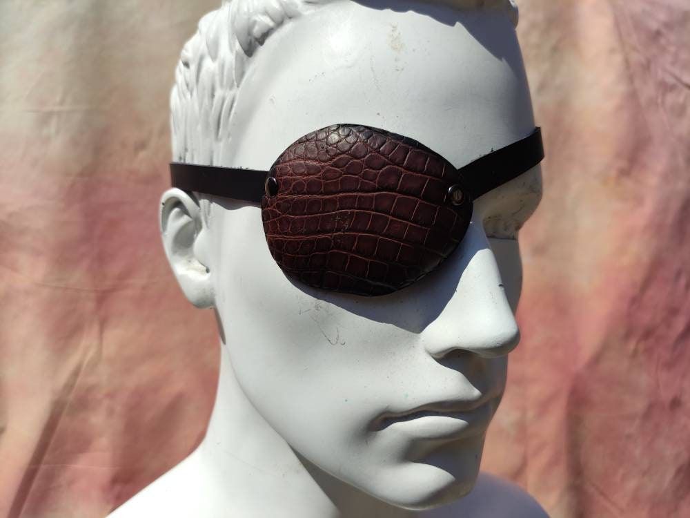 Genuine Crocodile Leather Right Eye Patch, Adjustable Band - Etsy