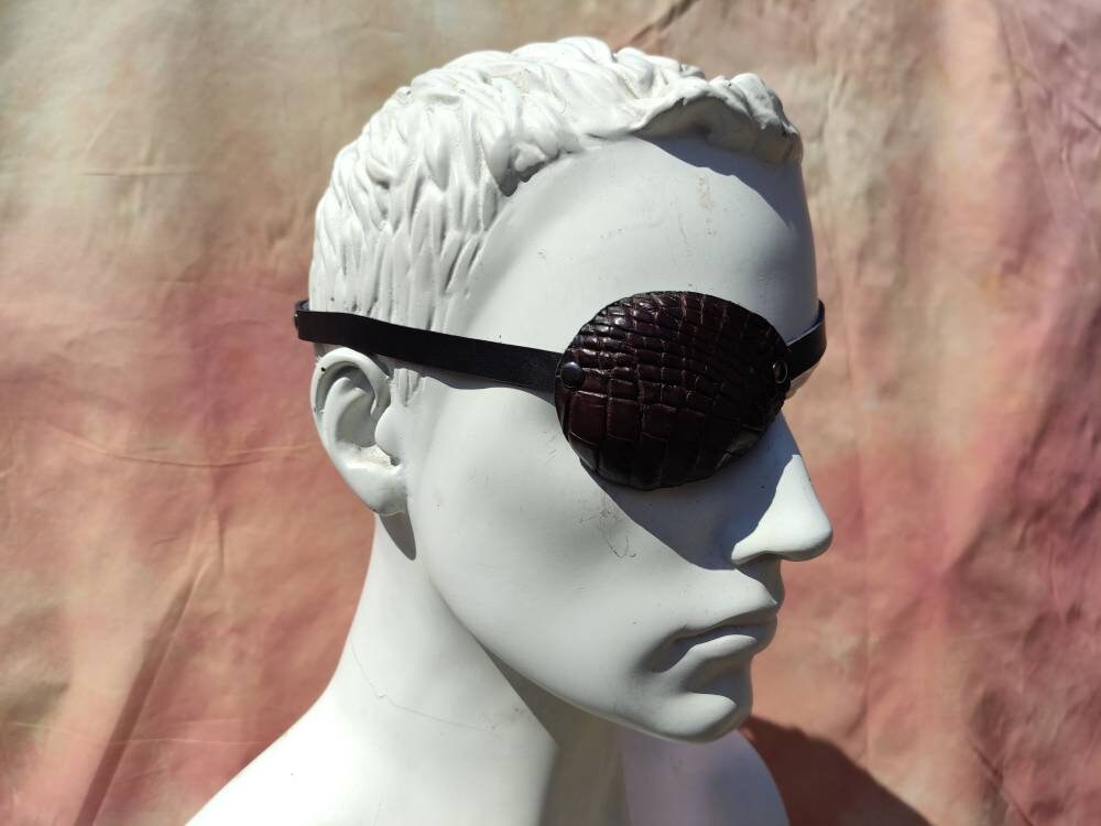 Genuine Crocodile Leather Right Eye Patch, Adjustable Band - Etsy