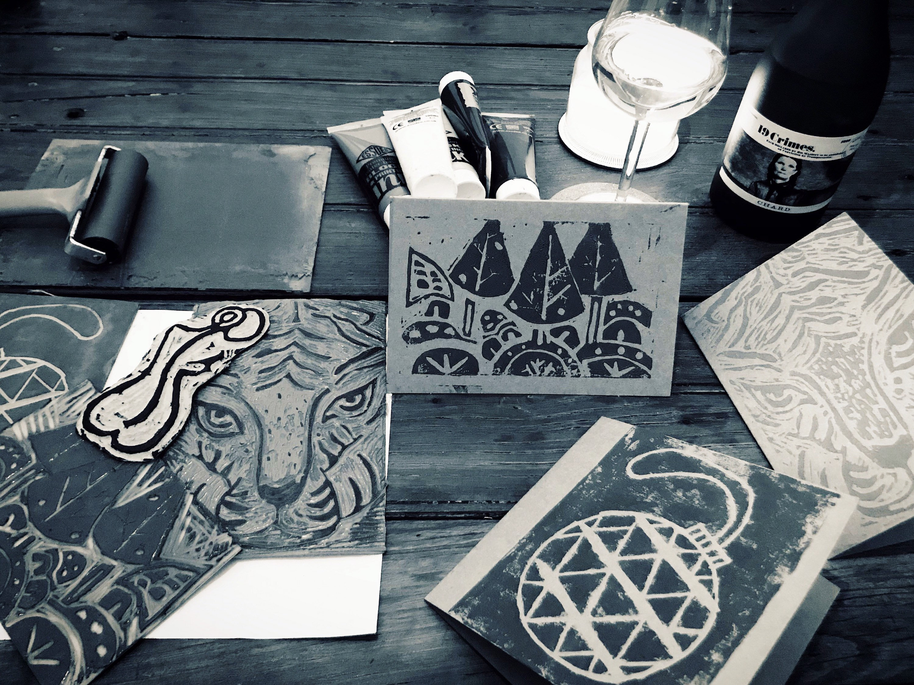 Geometric Cute Pig Handmade Lino Print Greetings Card - Etsy UK