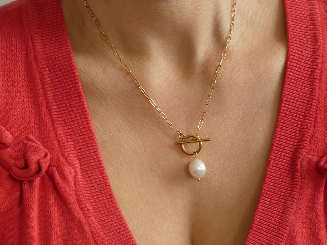 Women's Trombone Mesh Necklace, Gold or Silver Stainless Steel With ...