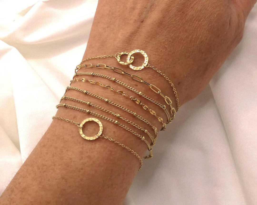 Bracelet fin femme en acier inoxydable, doré ou argent - Etsy France