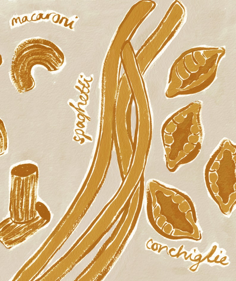 Hand Painted Pasta Wall Art 4 Colours Kitchen & Dining Room pasta ...