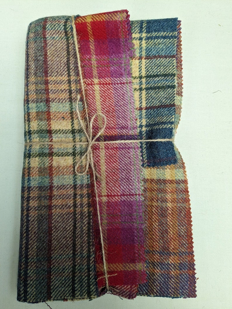 Wool Fabric Craft Bundles, 100% Wool, Check/plaid. Offcuts & Remnants ...