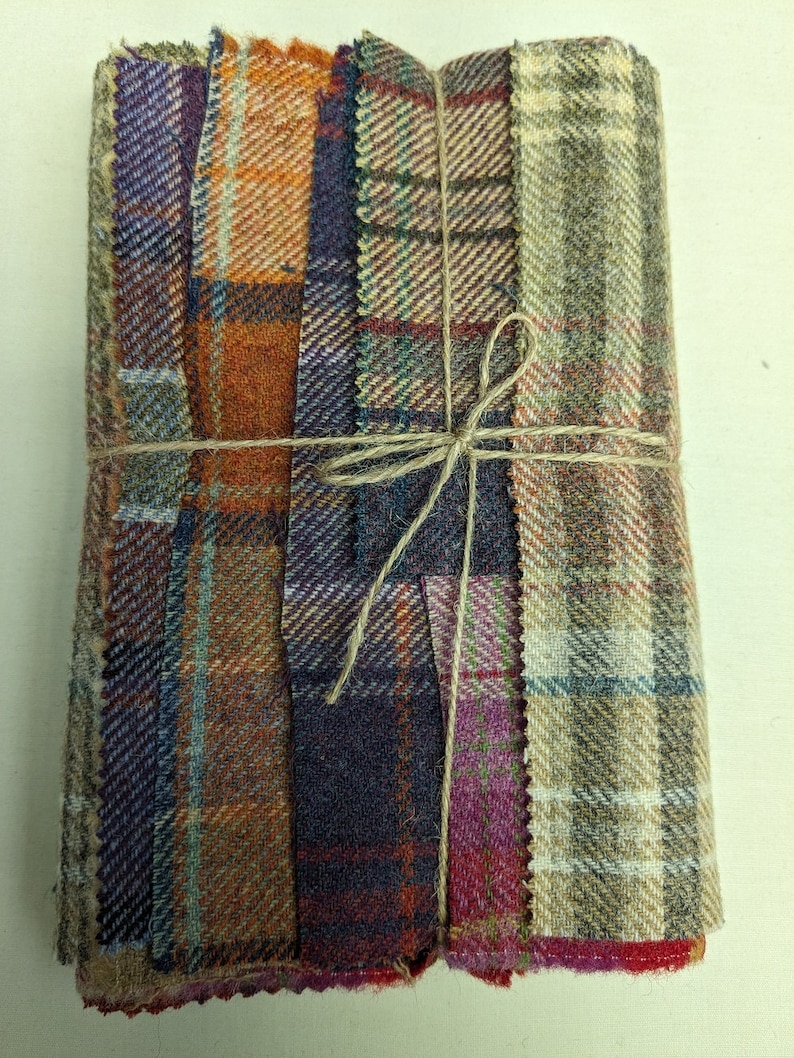 Wool Fabric Craft Bundles, 100% Wool, Check/plaid. Offcuts & Remnants ...