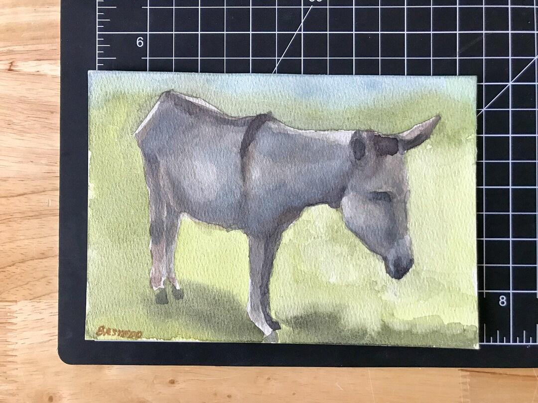 Donkey Painting | 5x7 Inches | Original Watercolor Painting | Hand ...