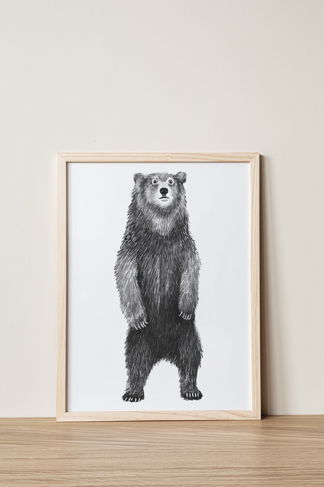 Bear Printable Art, Drawing Print, Digital Download, Summer Wall Art ...