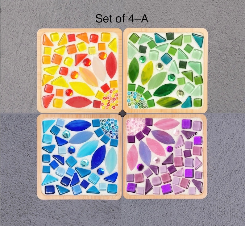 DIY Mosaic Coaster Kit: Stained Glass Art Craft Project - Etsy