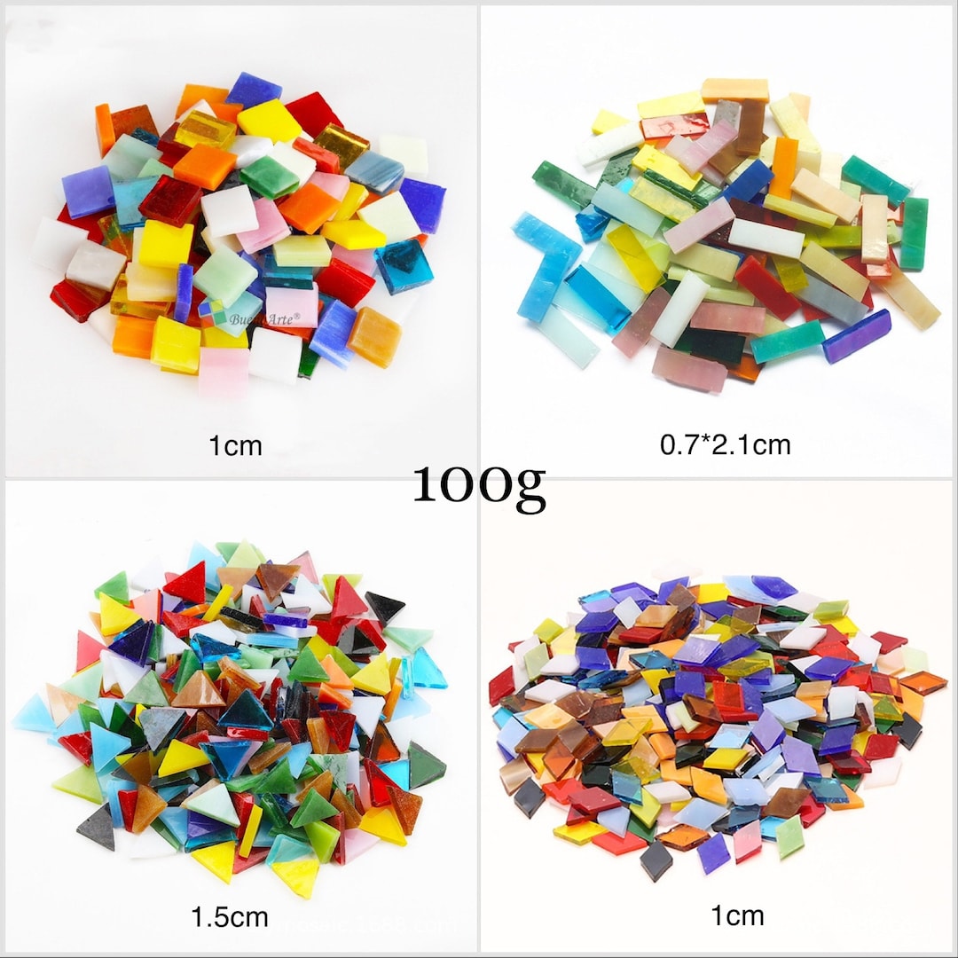 Stained Glass Mosaic Pieces Pre Cut Mosaic Tiles Assorted Colours DIY ...