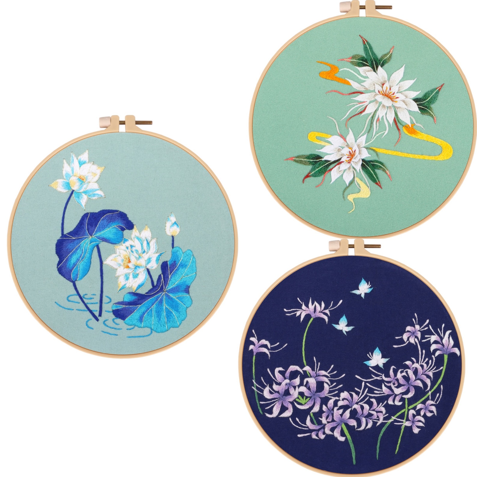 Floral Embroidery Kit Lotus Orchid Night Blooming Buddhist - Etsy