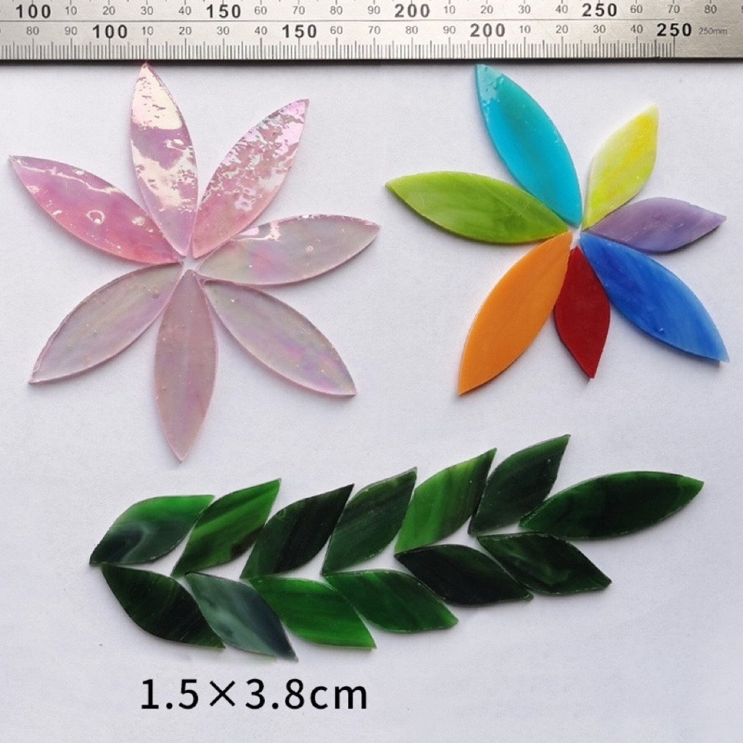 Mosaic Glass Pieces Leaf Petal Shape Multiple Colours Mosaic Tiles DIY ...