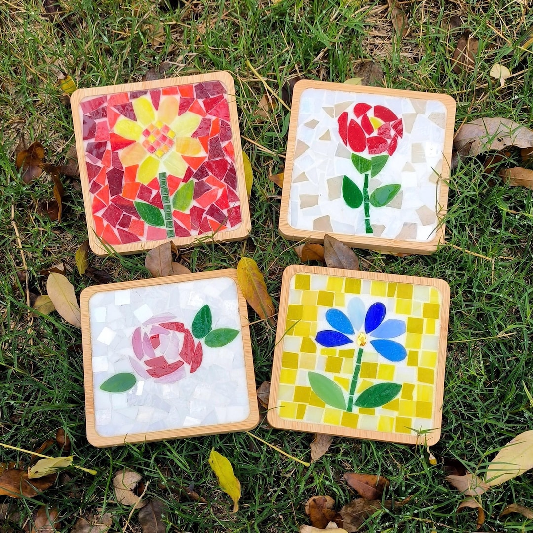 DIY Mosaic Coaster Kit: Stained Glass Art Craft Project - Etsy