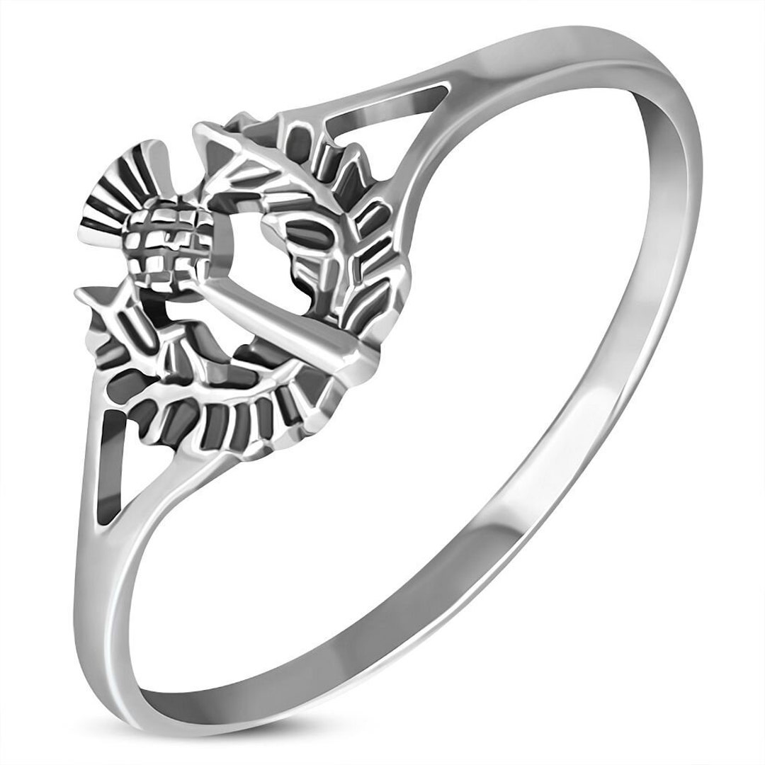 Scottish Thistle Ring - Wee Heraldic- Hallmarked 925 Sterling Silver ...