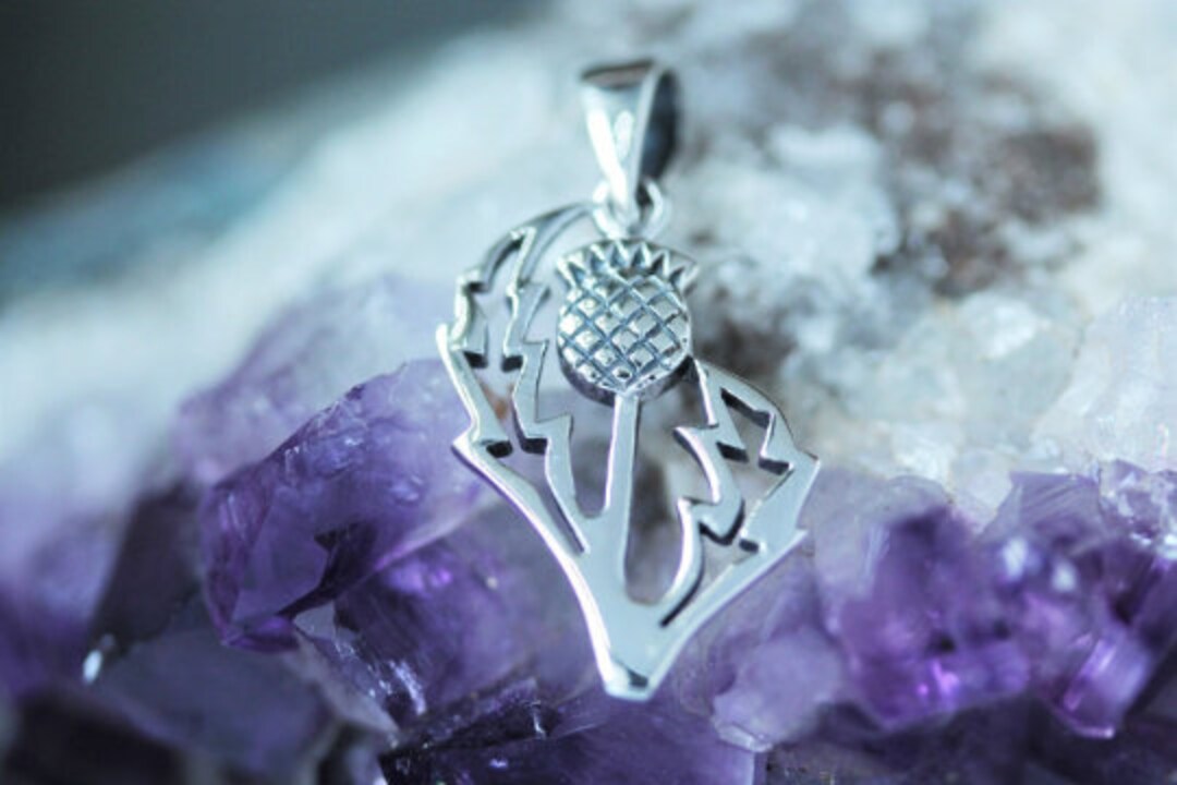 Scottish Thistle Pendant - Contemporary Cut - Hallmarked 925 Sterling ...