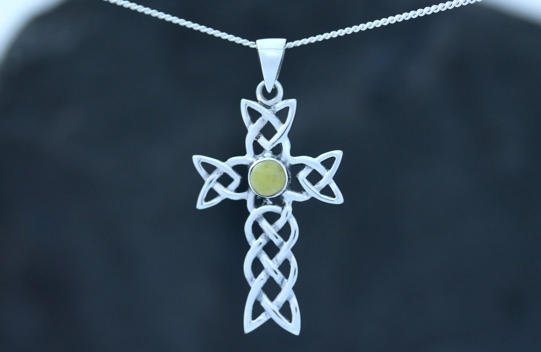 Celtic Cross Pendant- Open Celtic Loop With Scottish Marble-hallmarked ...