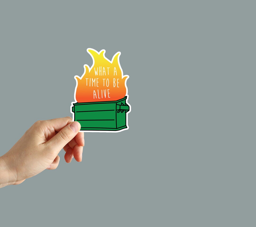 What A Time to Be Alive Sticker Dumpster Fire Water Bottle Laptop Phone ...