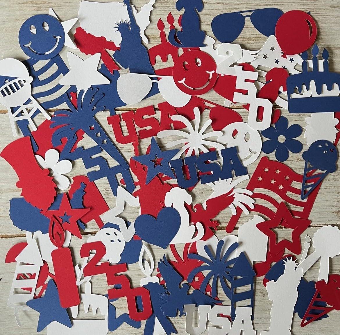 Patriotic Confetti - America USA 250th Birthday Party Table Scatter ...