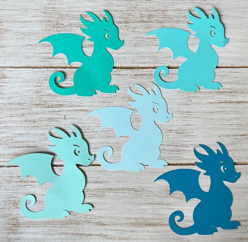 Blue Ombre Dragon Cutouts - 30 Cardstock Dragons, Party & Classroom ...