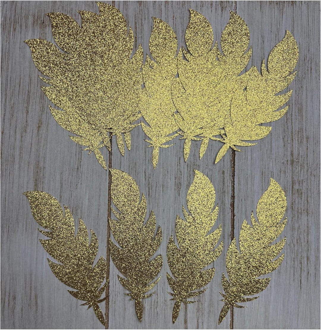 Gold Glitter Paper Feather Cutouts - 40 Pcs, Holiday Party & Table ...