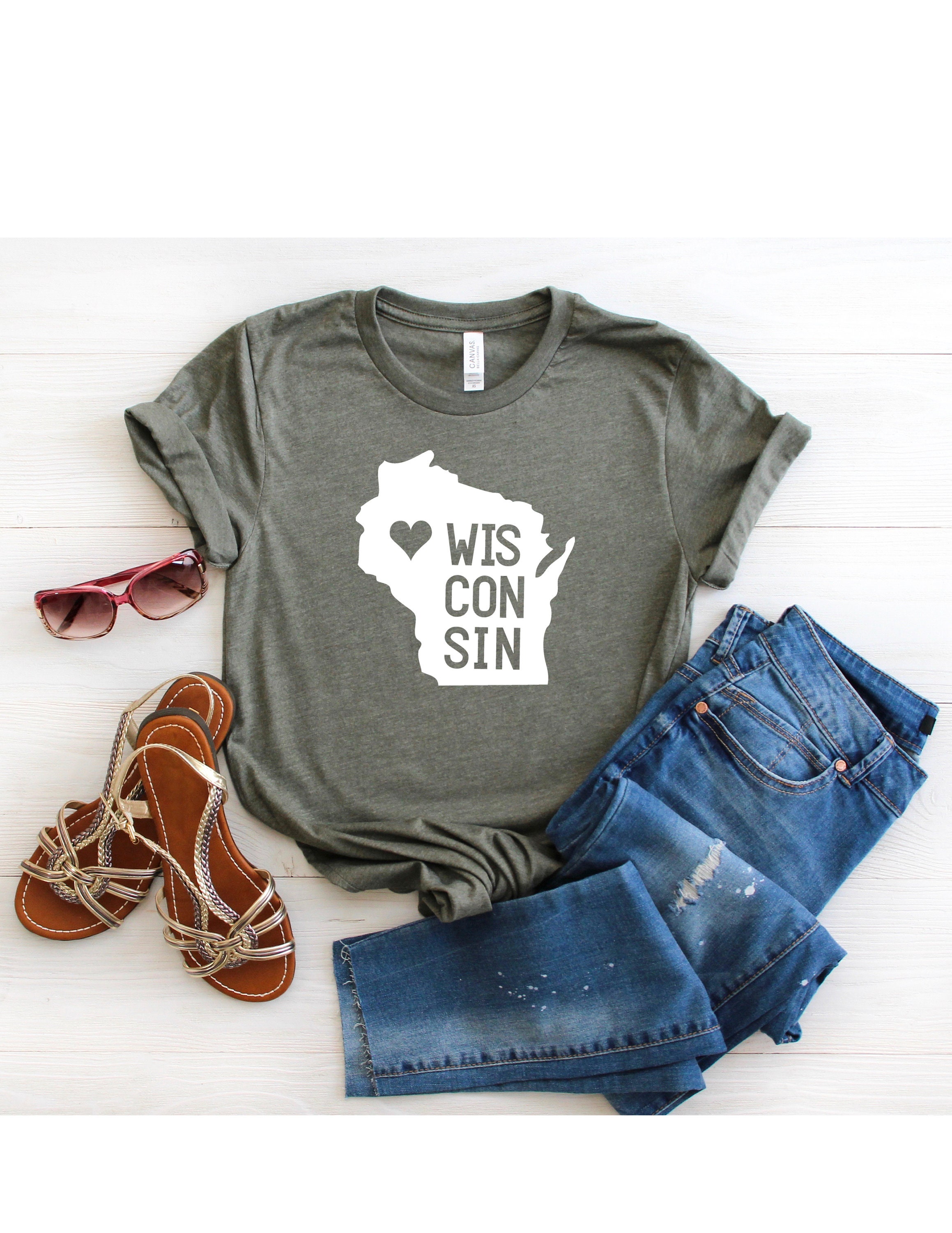 Wisconsin Shirt Home State Shirt Love Home Shirt Graphic Tee | Etsy