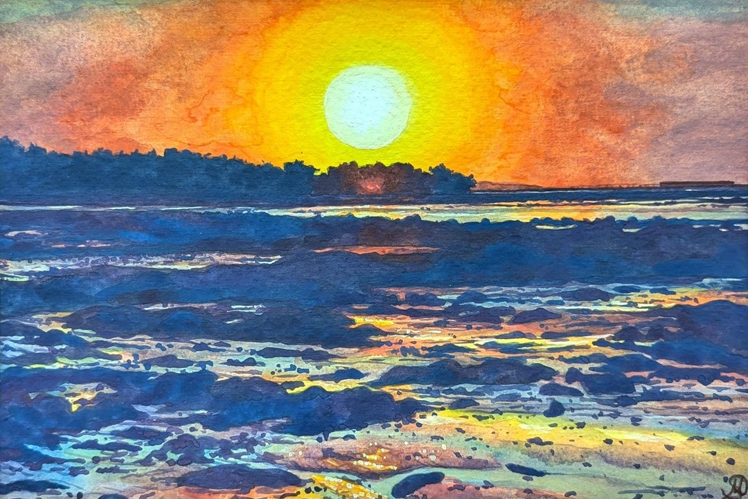 A5 Gouache Painting - the Duver - Etsy