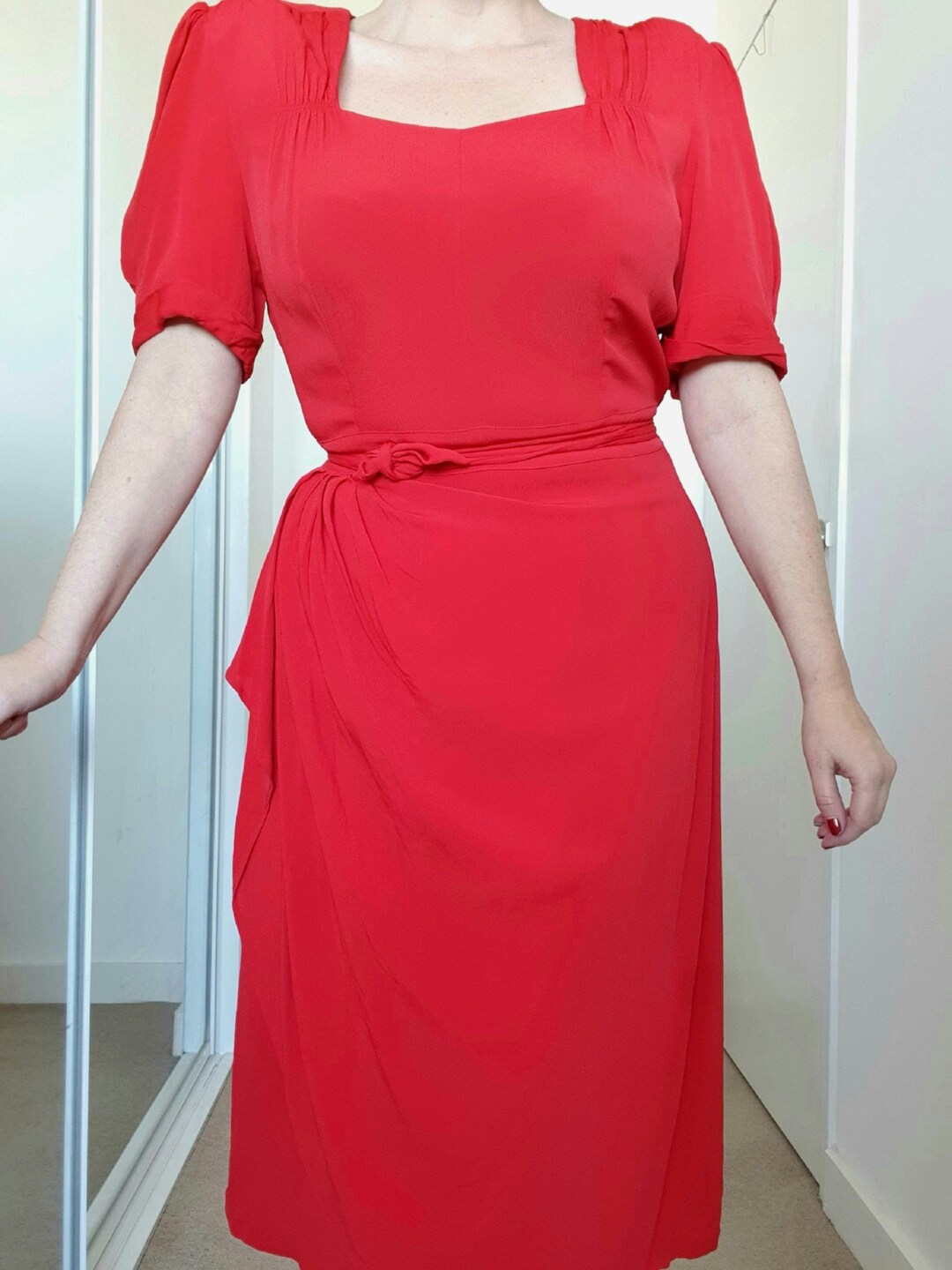 1940s Stunning Waterfall Style Dress W35" AU 14 16, US 10 12, UK 16 - Etsy