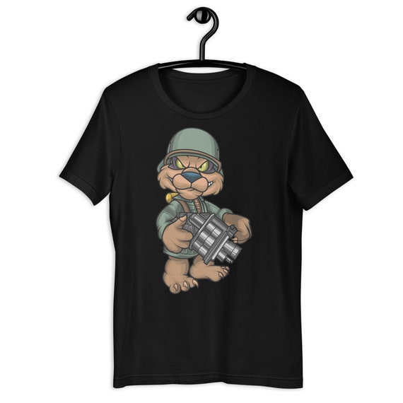 Army Conker Bad Fur Day Teddy With Gun Short-sleeve Unisex | Etsy