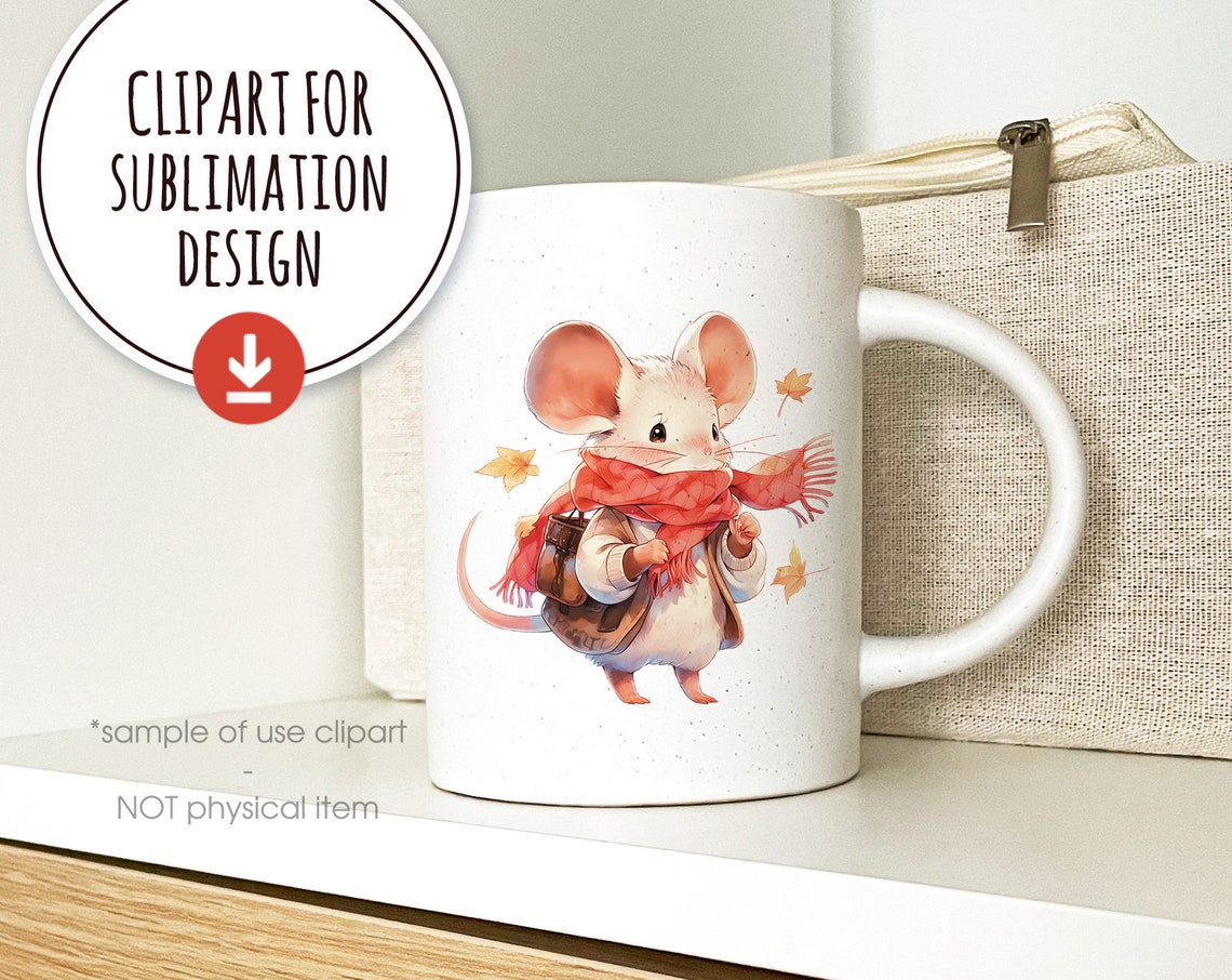 Cute Fall Mouse PNG Clipart. Autumn Sublimation Designs, Digital ...