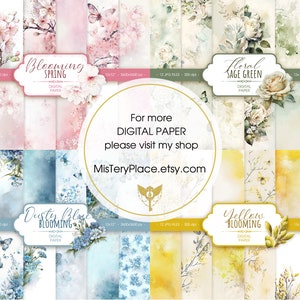 Lilac Floral Watercolor Digital Paper, Abstract Pastel Purple Scrapbook ...