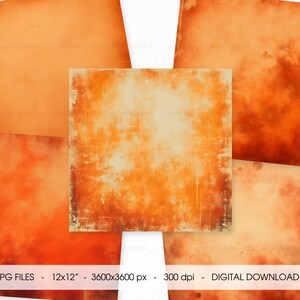 Vintage Orange Digital Paper, Abstract Grunge Fall Wedding Scrapbook ...