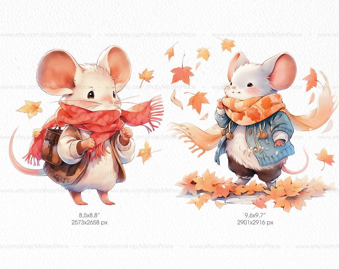 Cute Fall Mouse PNG Clipart. Autumn Sublimation Designs, Digital ...