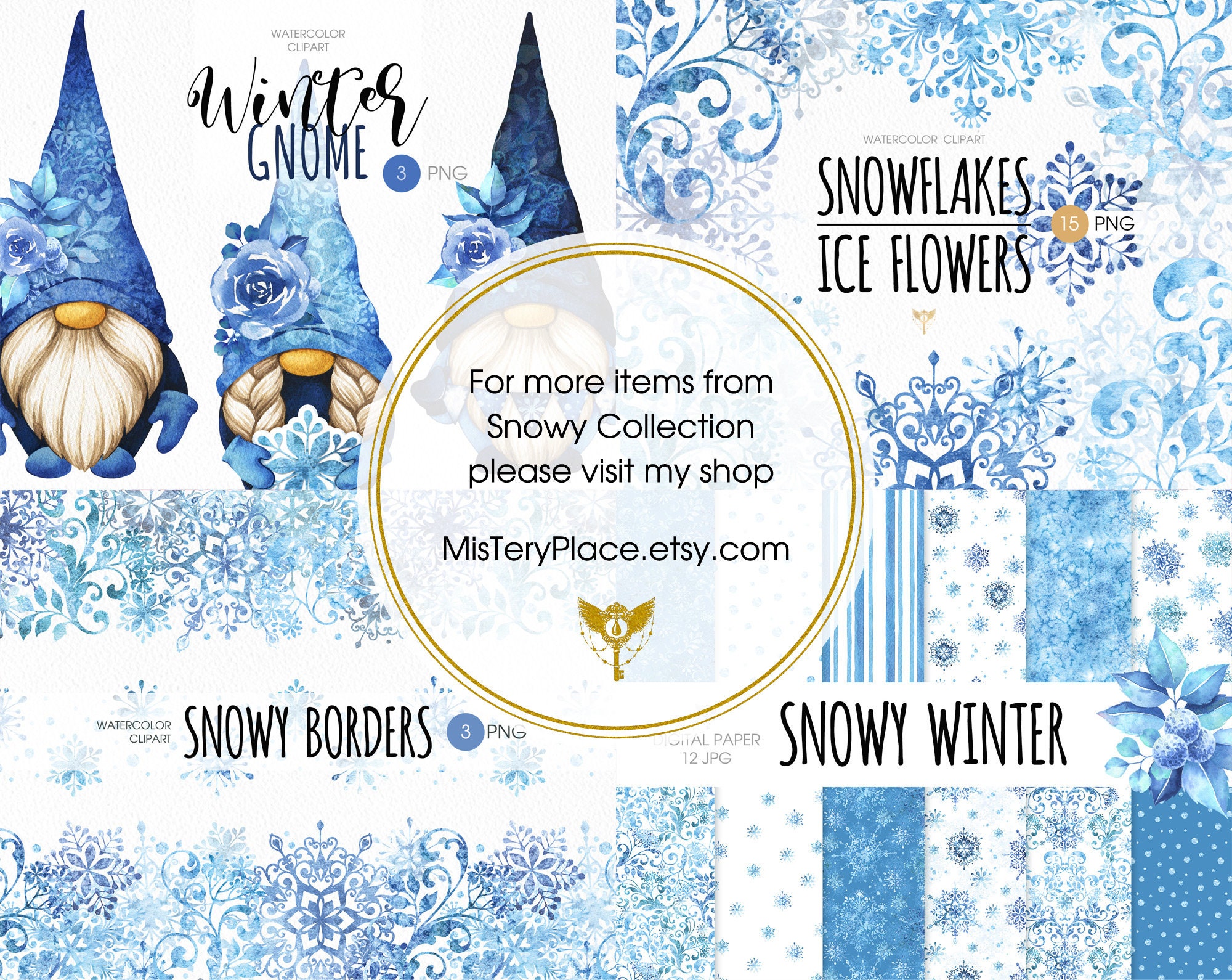 Winter Gnomes PNG Clipart. Cute Holiday Gnome Watercolor | Etsy