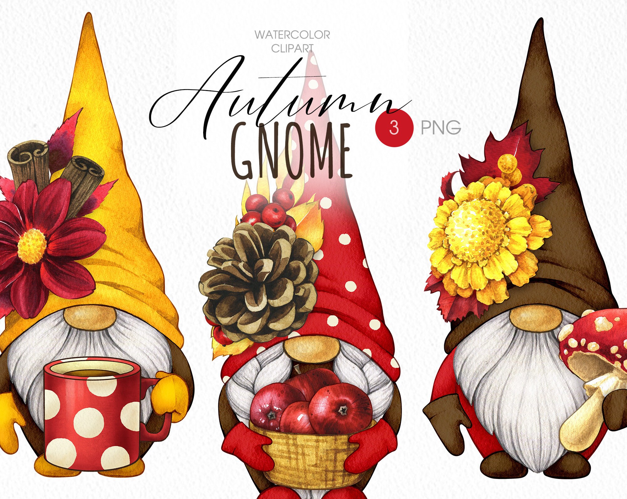 Fall Gnomes PNG Clipart. Autumn Forest Gnome Cute Watercolor - Etsy ...