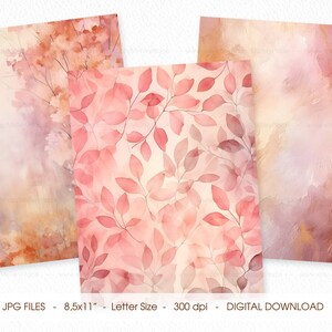 Pastel Fall Forest Digital Paper, Abstract Autumn Watercolor Scrapbook ...